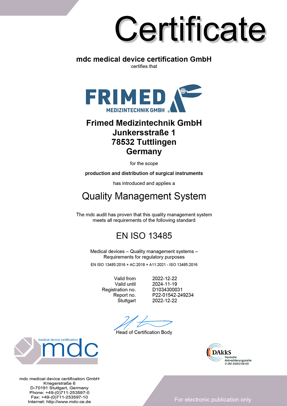 Quality – Frimed Medizintechnik GmbH